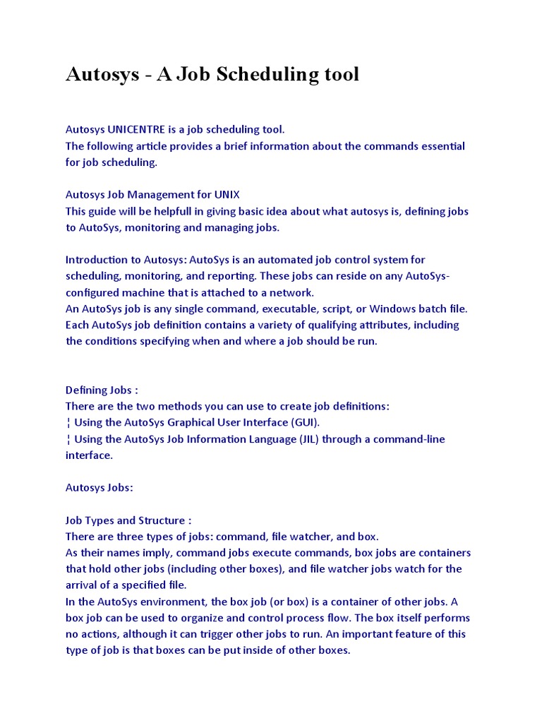 Autosys | PDF | Graphical User Interfaces | Command Line Interface
