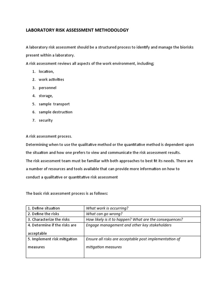 Laboratory Risk Assessment Guide | PDF