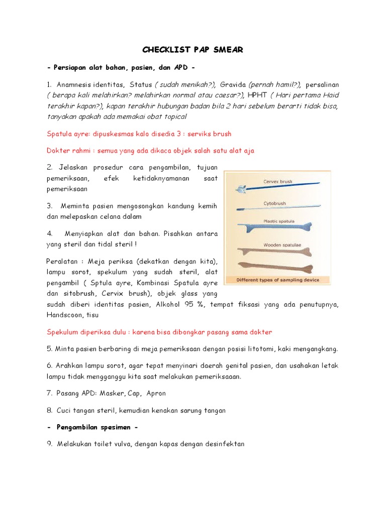 Checklist Pap Smear | PDF