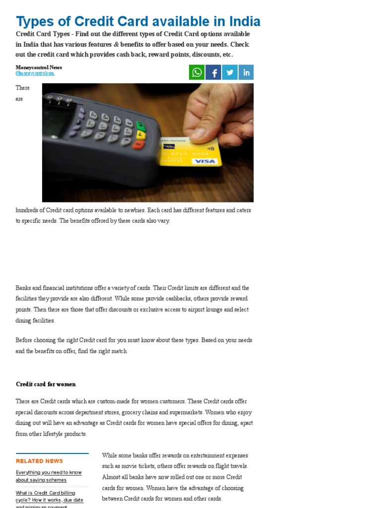 Types of Credit Cards in India | PDF | Business | Finance & Money ...