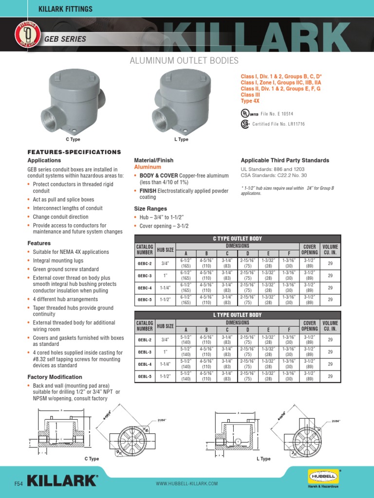 Killark Kil - Geb-Ge - Series - Outlet - Bodies | PDF | Screw | Components