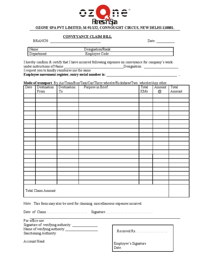 Conveyance Claim Form | PDF