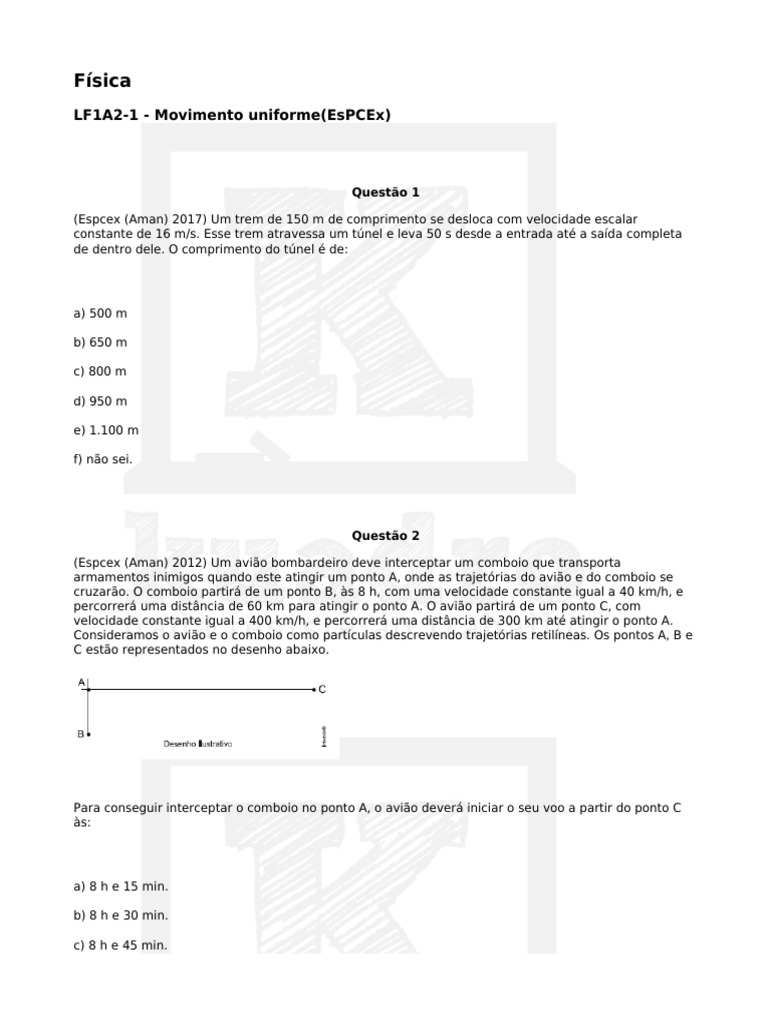 Movimento Uniforme (EsPCEx) | PDF | Radar | Avião