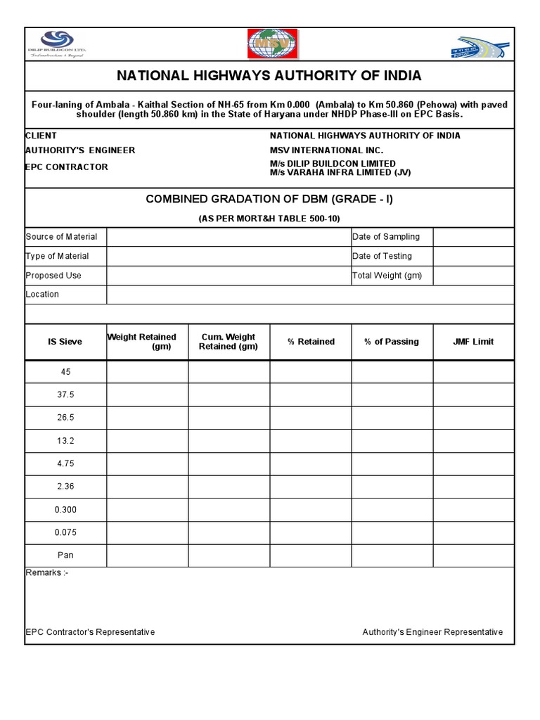 DBM Grade 1 Combined Gradation Report | PDF