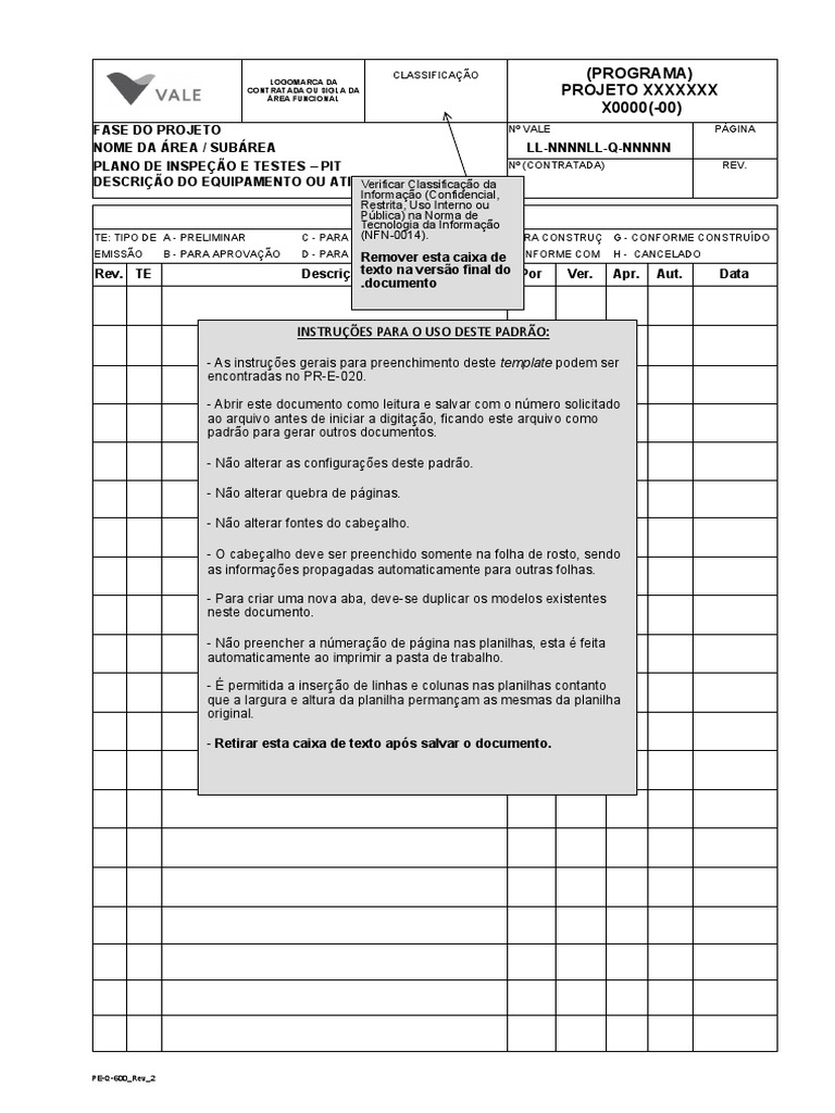 PE-Q-600 Padrao PIT Plano Inspecao Testes Rev 2 | PDF | Informática ...