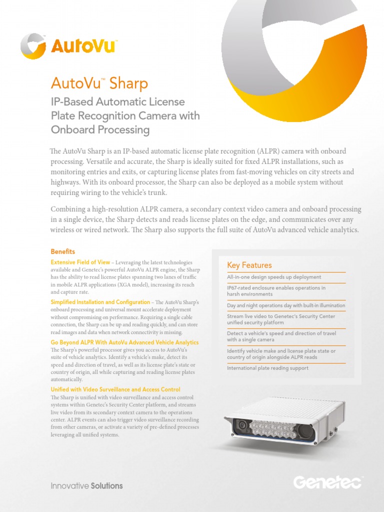 Autovu Sharp: Ip-Based Automatic License Plate Recognition Camera With ...