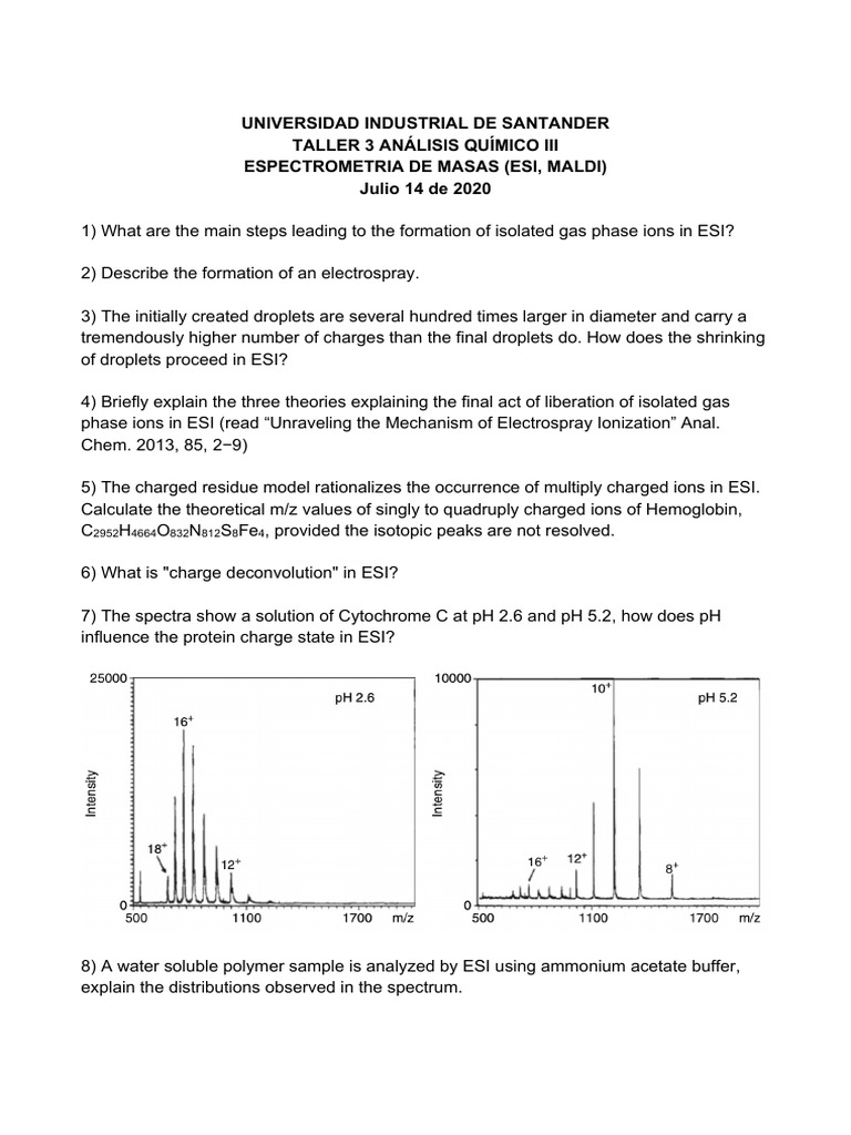 Espectrometría de Masas ESI-MALDI | PDF | Electrospray Ionization ...