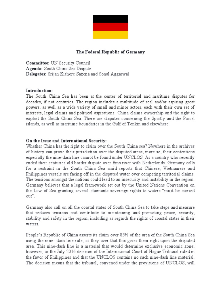 Position Paper - Germany | PDF | South China Sea | International Relations