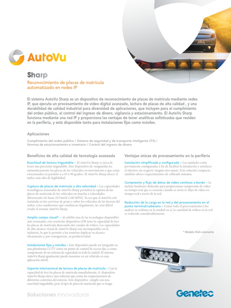 ES Genetec Especificaciones de La AutoVu Sharp | PDF | Placa de ...
