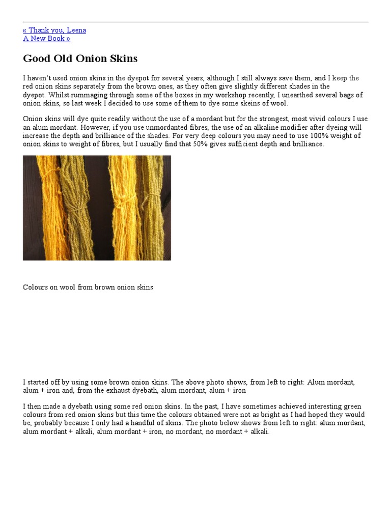Dyeing with Onion Skins Techniques | PDF | Dye | Textiles