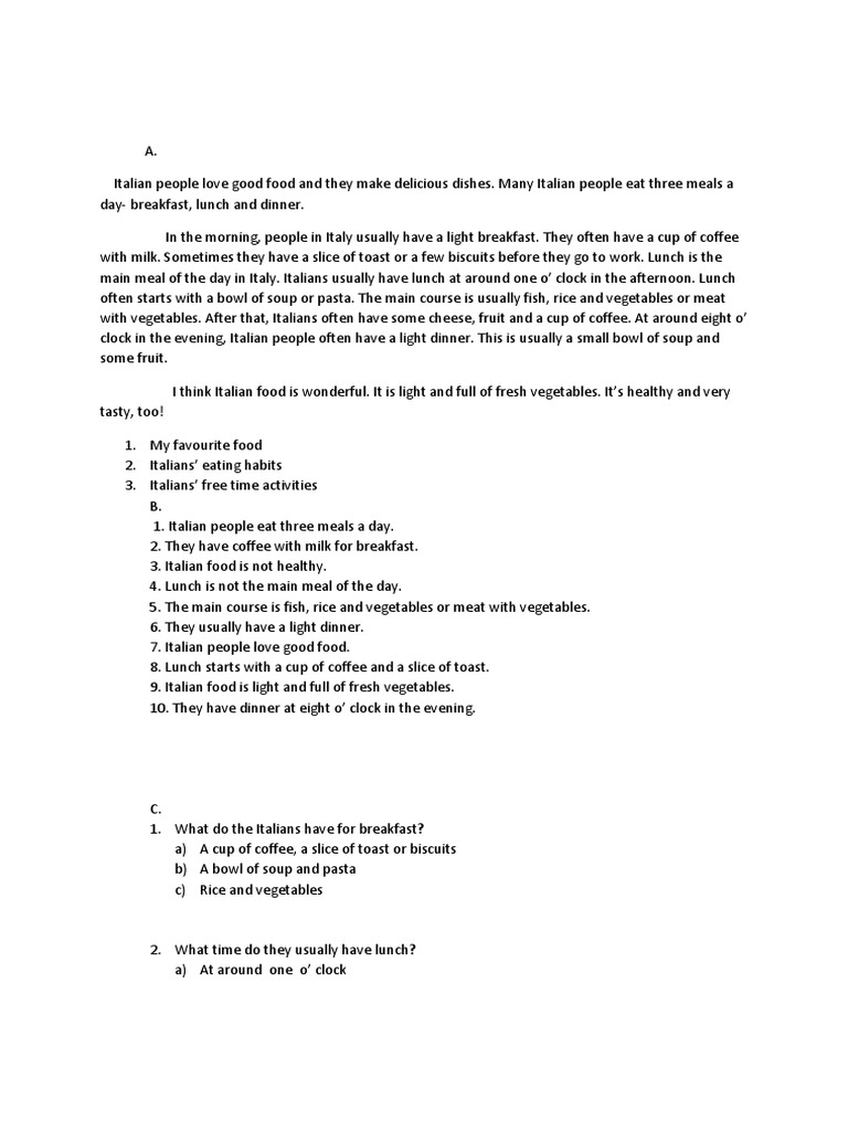 Italian Food Test Bun-1 | PDF | Lunch | Meal