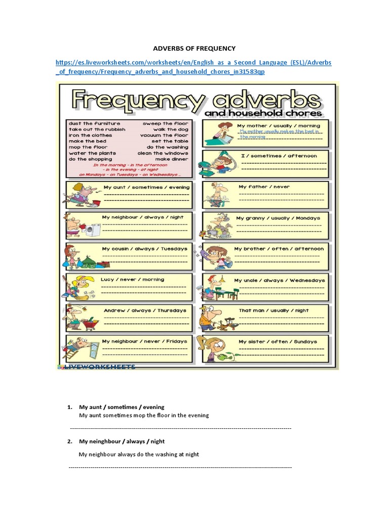 Of Frequency/frequency Adverbs and Household Chores In31583qp | PDF ...