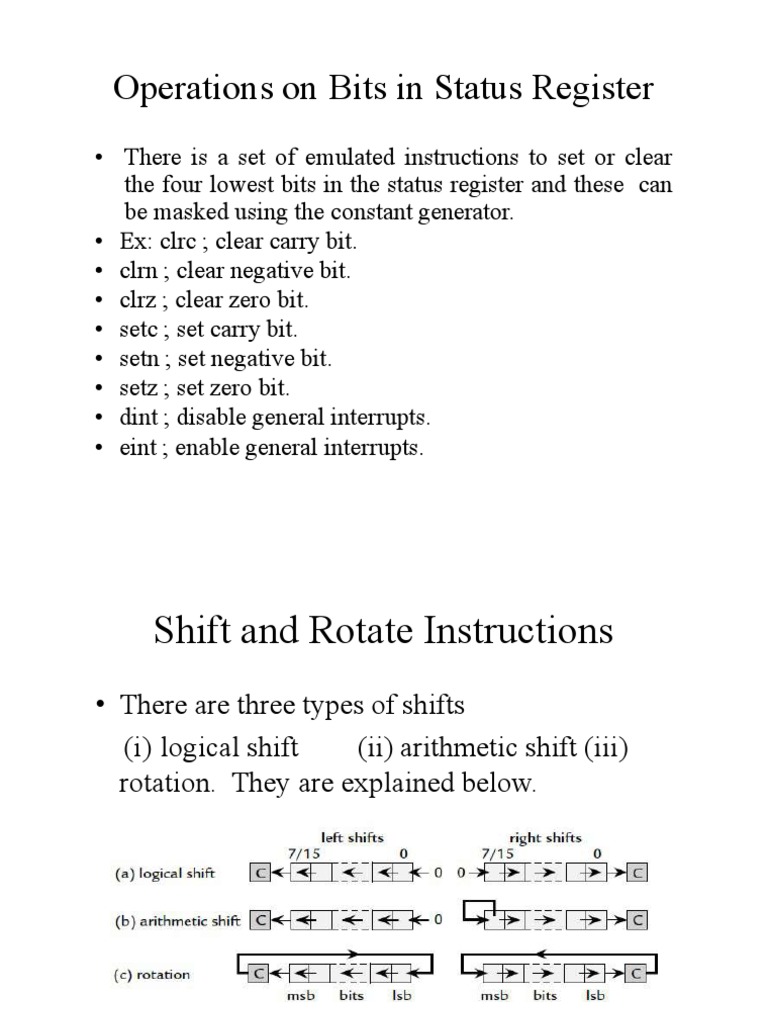Operations On Bits in Status Register | PDF