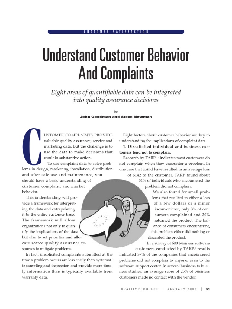 Understand Customer Behavior and Complaints | PDF | Retail | Consumer ...