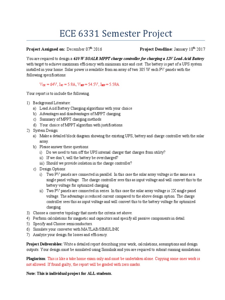 ECE 6331 Semester Project: Project Assigned On: December 07 Project Deadline: January 18 | PDF ...