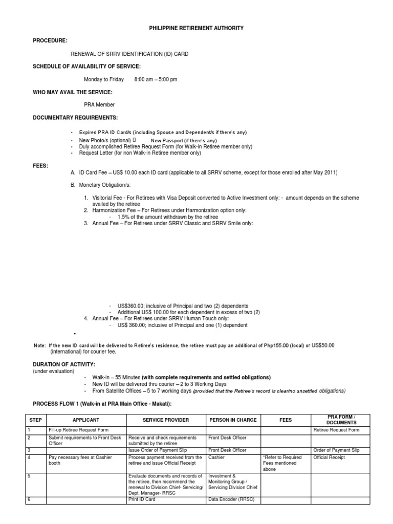 SRRV ID Card Renewal Process Guide | PDF | Identity Document | Receipt