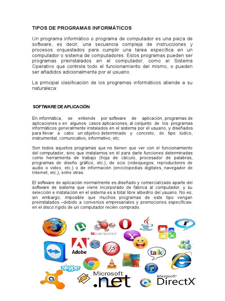 Tipos de Software Informático | PDF | Programa de computadora ...