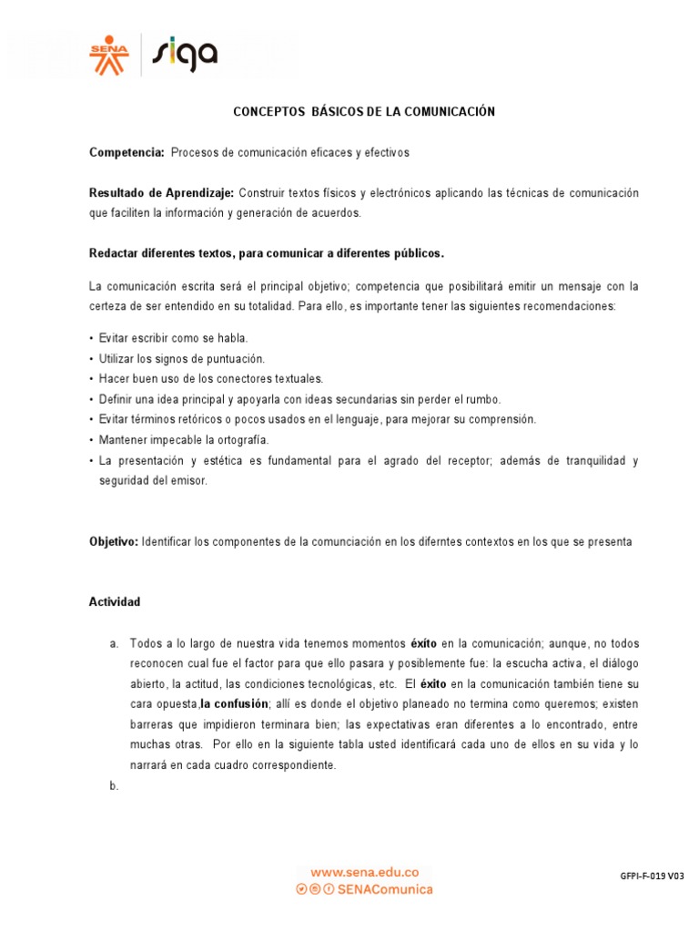 Taller Conceptos Basicos | PDF | Comunicación | Cognición