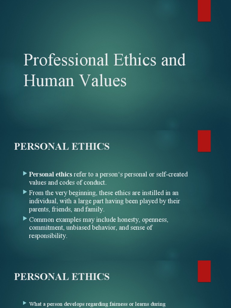 Personal and Professional Ethics | PDF | Professional Ethics | Value ...