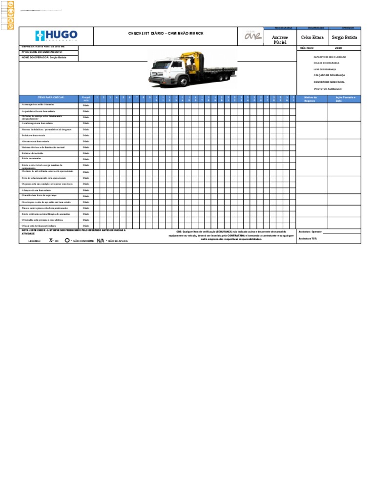 Checklist Diário - Caminhão Munck | PDF