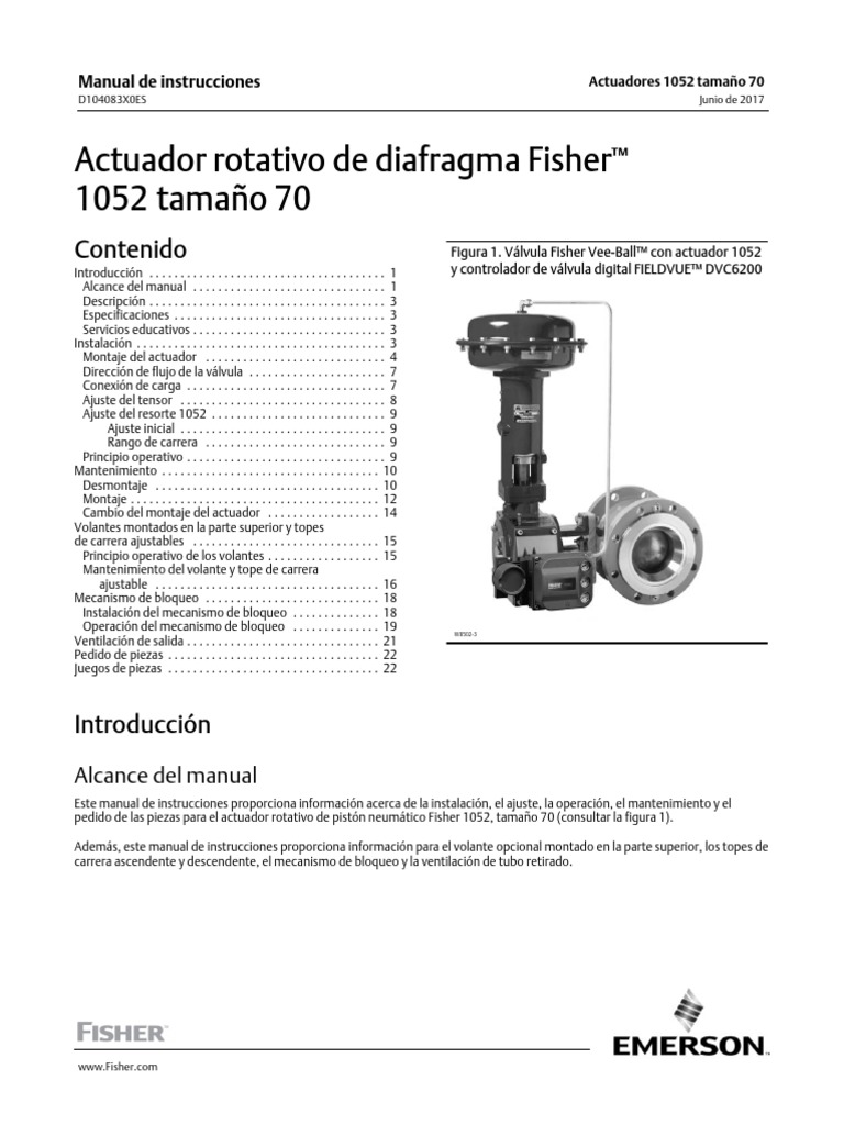 Instruction Manual Actuador Rotativo de Diafragma Fisher 1052 Tamaño 70 ...