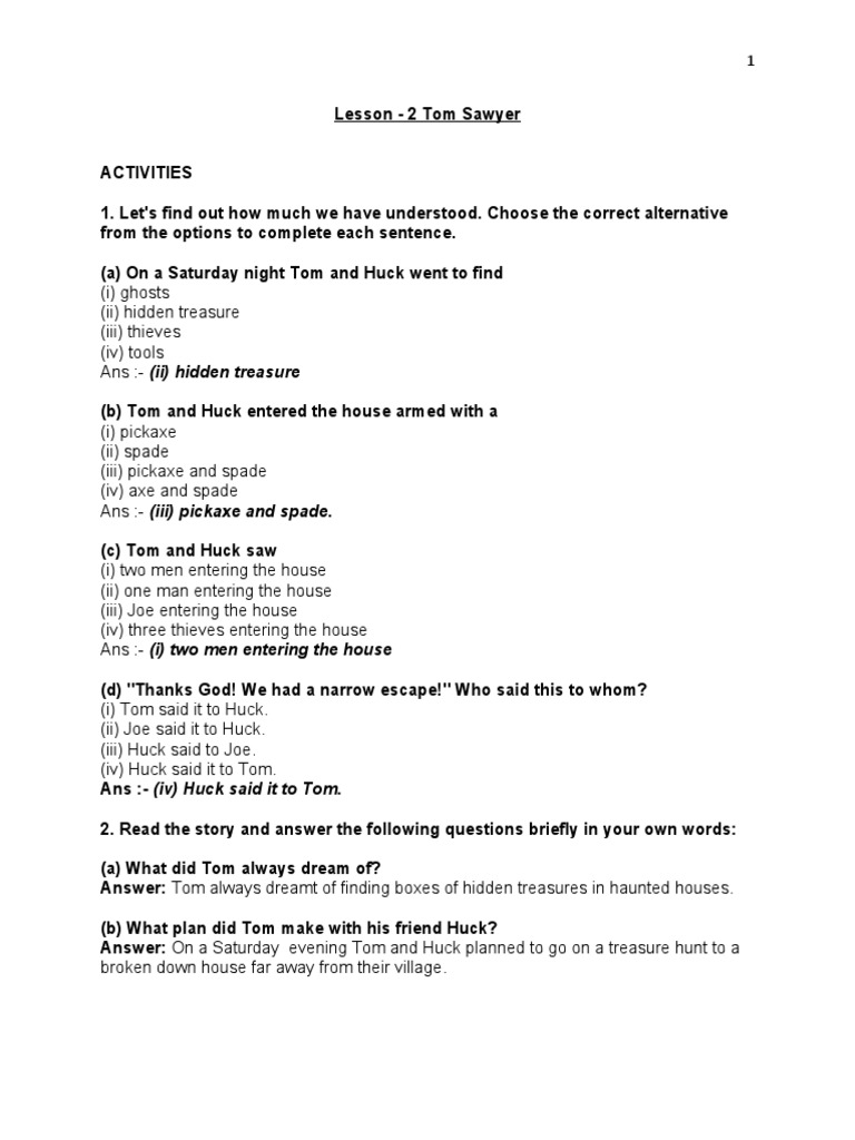 Chapter 2 TOM SAWYER | PDF | Huckleberry Finn