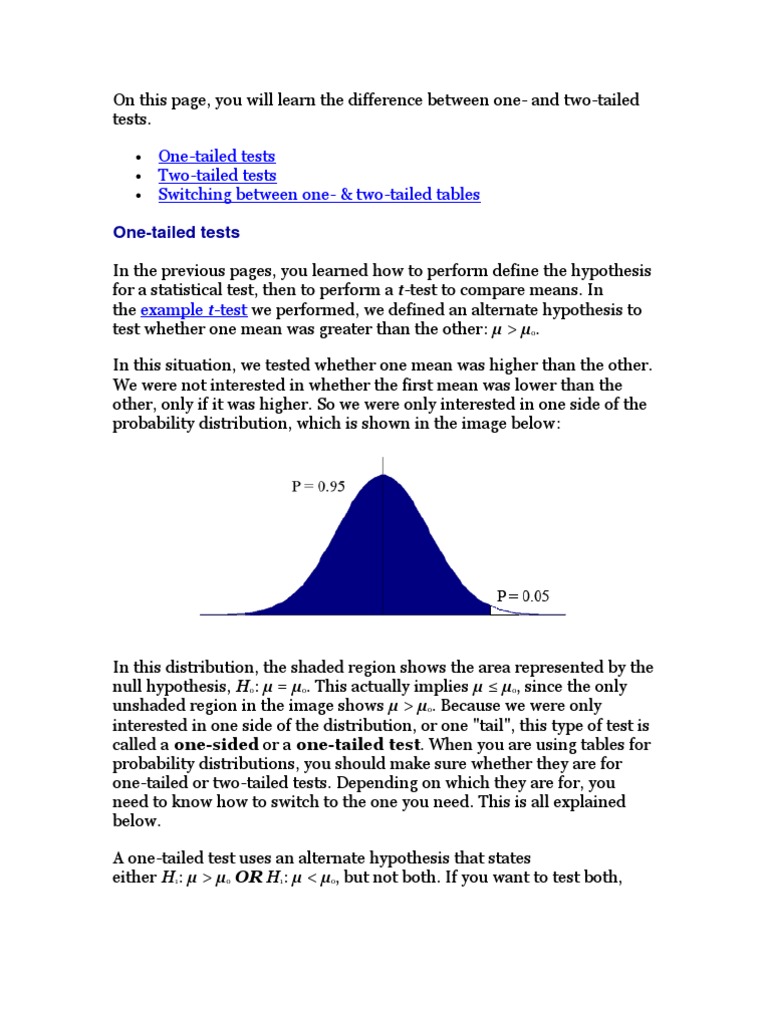 1 Tail & 2 Tail Test | Download Free PDF | Statistical Hypothesis ...