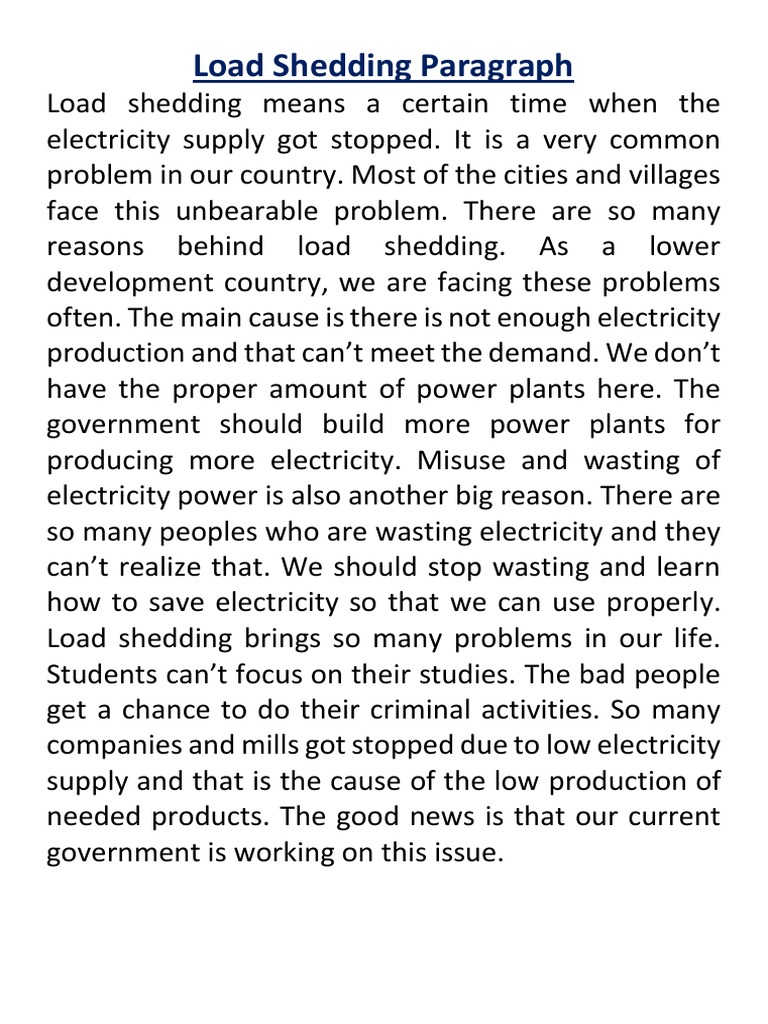 Paragraph Load Shedding 56 PDF | PDF | Global Warming | Climate