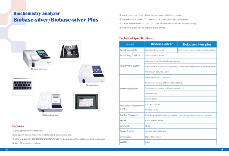 BIOBASE-Silver Semi-Auto Biochemistry Analyzer Brochure | PDF