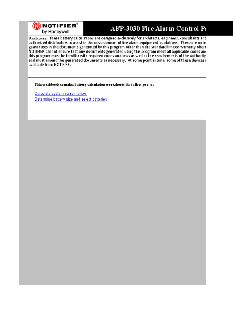 AFP-3030 - NCA-2 Battery Calculation Sheet Rev C | PDF | Manufactured ...