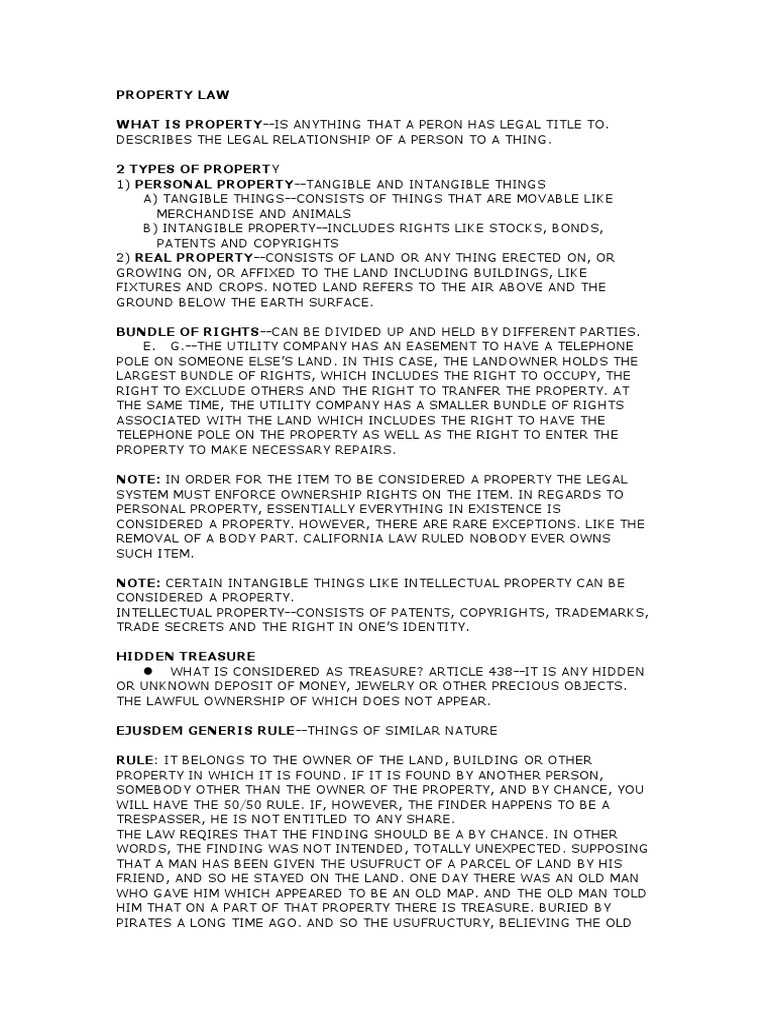 Property Law Notes | PDF | Property Law | Property
