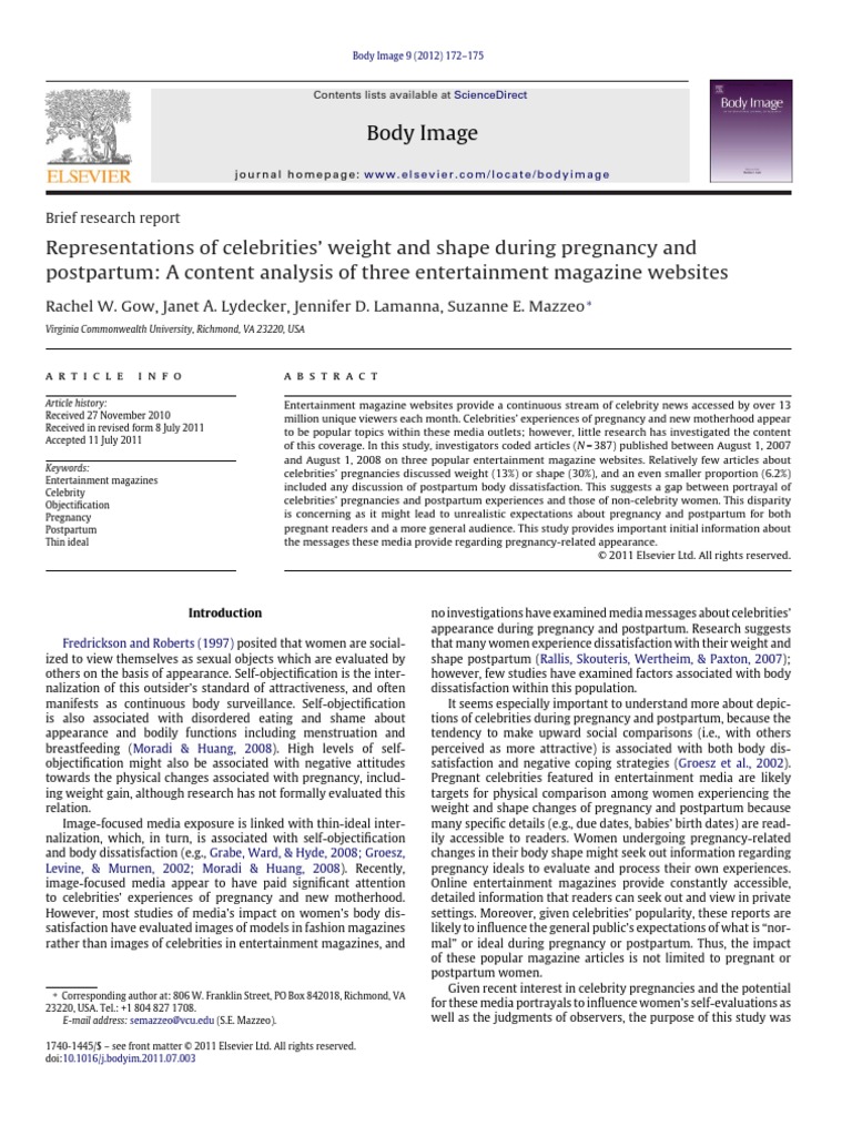 Gow 2012 Body-Image | PDF | Body Image | Pregnancy