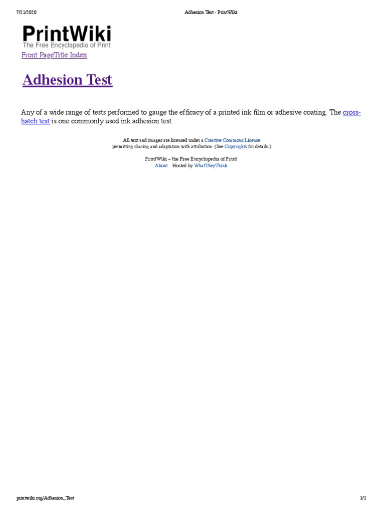 Adhesion Test - PrintWiki | PDF | Art | Computers