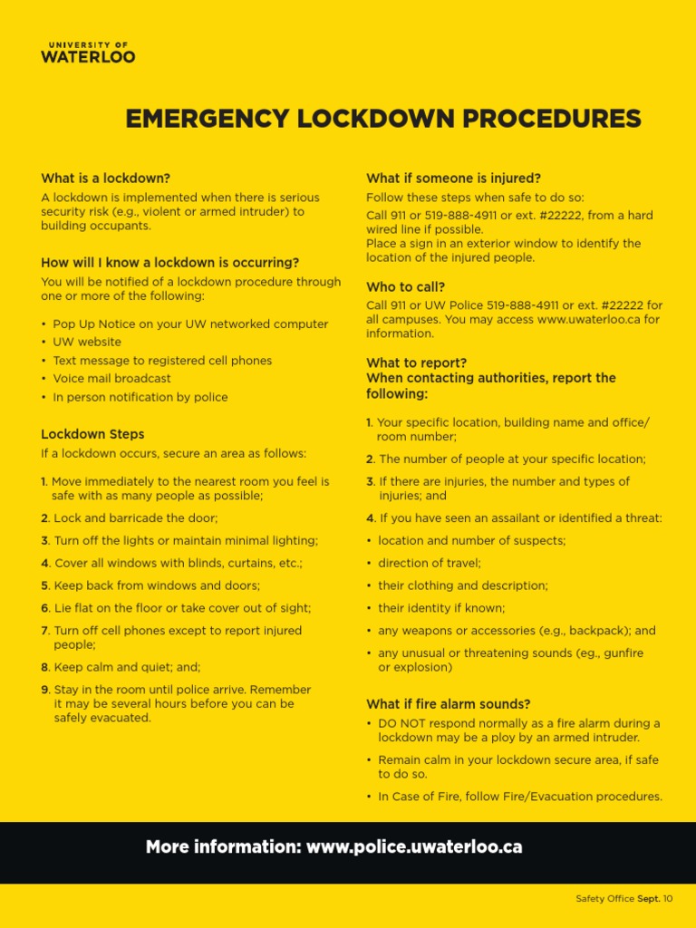 Emergency Lockdown Procedures: More Information: WWW - Police.uwaterloo ...