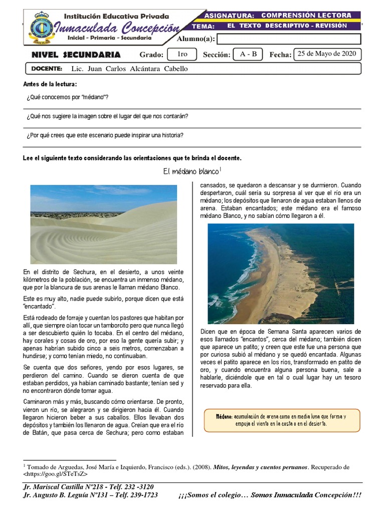 GC0105 - El Texto Descriptivo de Un Lugar 2 - 1ros | PDF | Duna | Alma