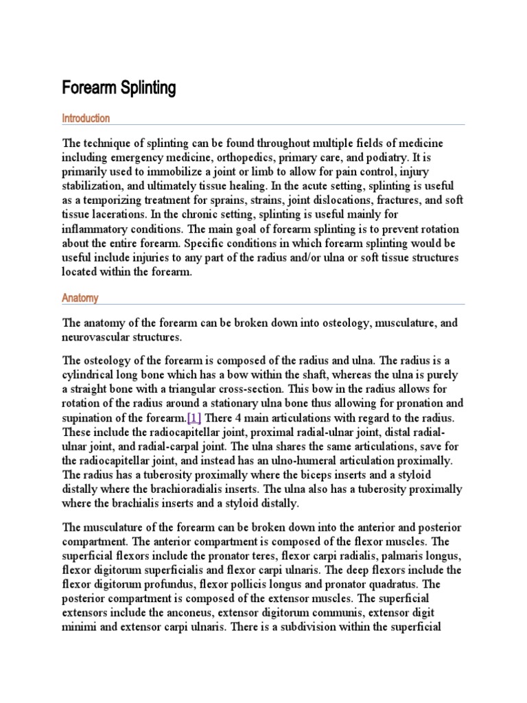 Forearm Splinting | PDF | Musculoskeletal System | Human Anatomy