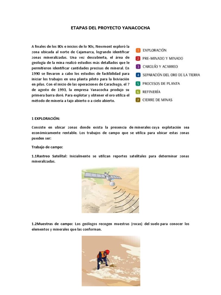 Etapas del Proyecto Yanacocha | PDF | Fundición | Ósmosis
