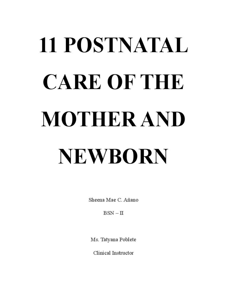 11 Postnatal Care of The Mother and Newborn | PDF | Postpartum Period ...