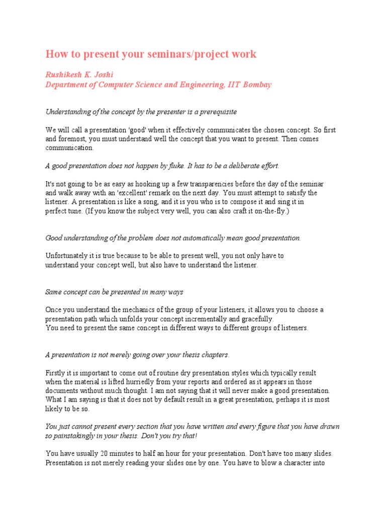 How To Present Your Seminars | PDF | Cognition