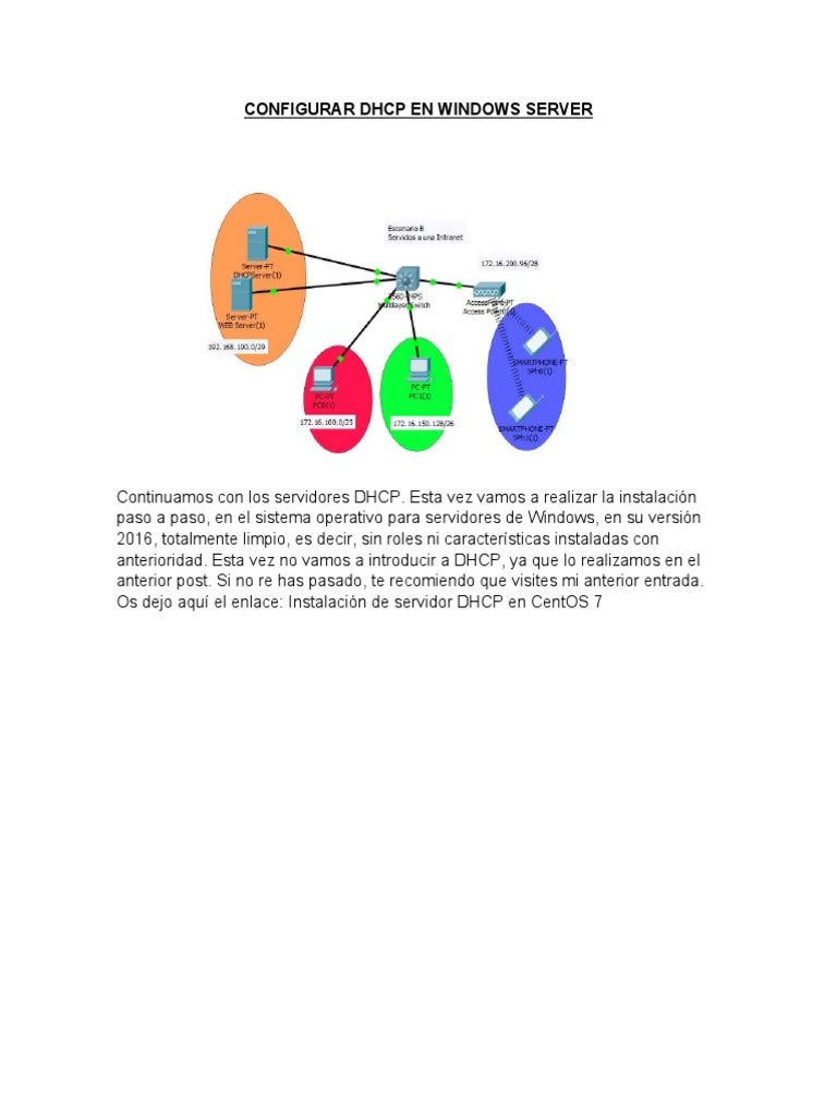 Configurar DHCP en Windows Server | PDF | Dirección IP | Servidor ...