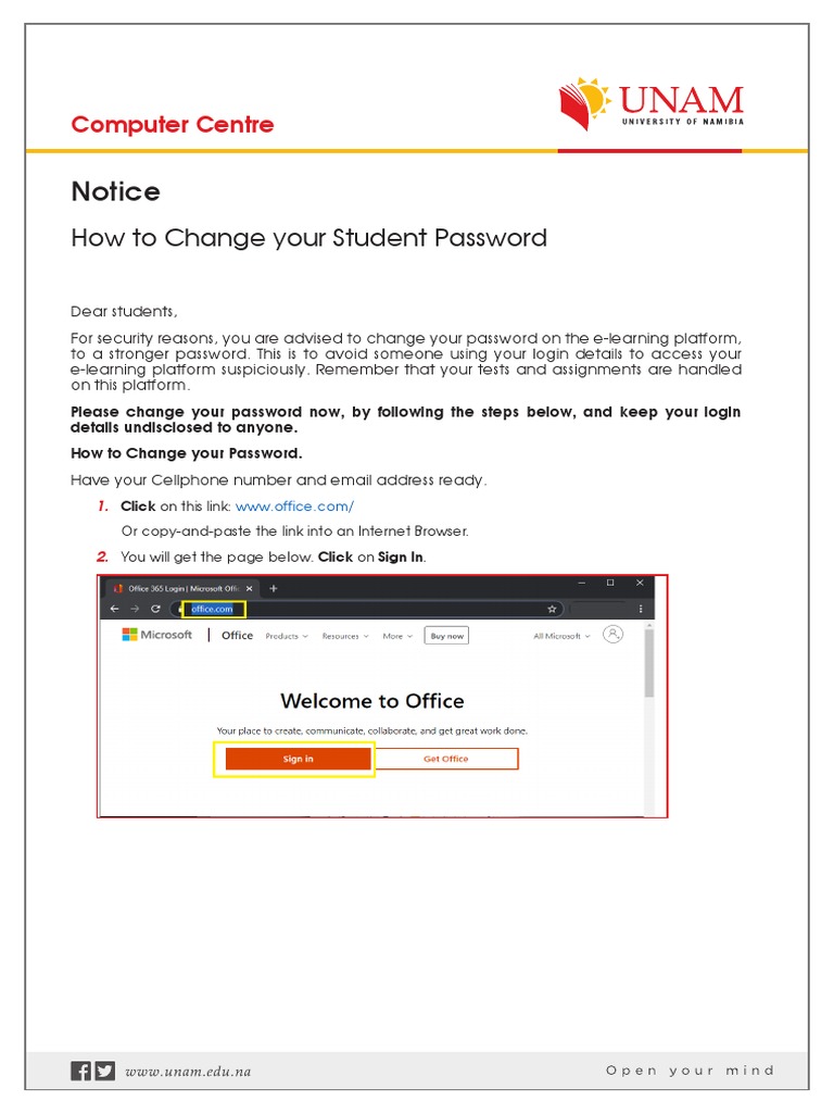 Change Your UNAM Student Password | PDF | Career & Growth