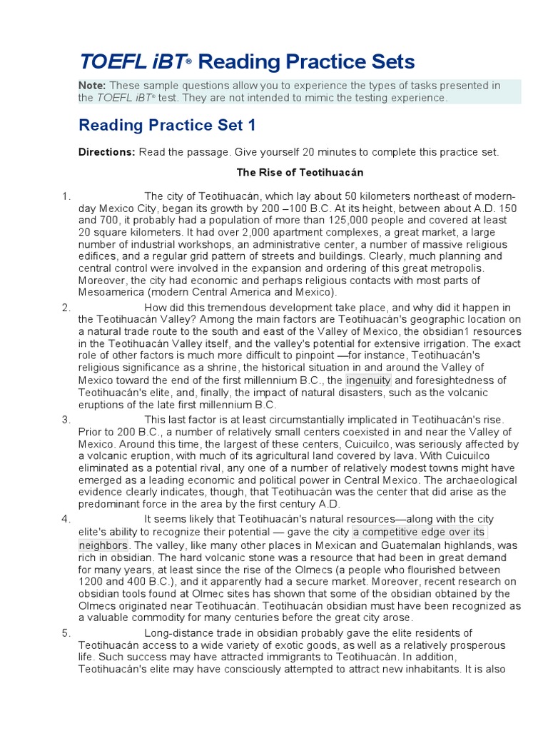 Toefl Ibt: Reading Practice Sets | PDF | Economies