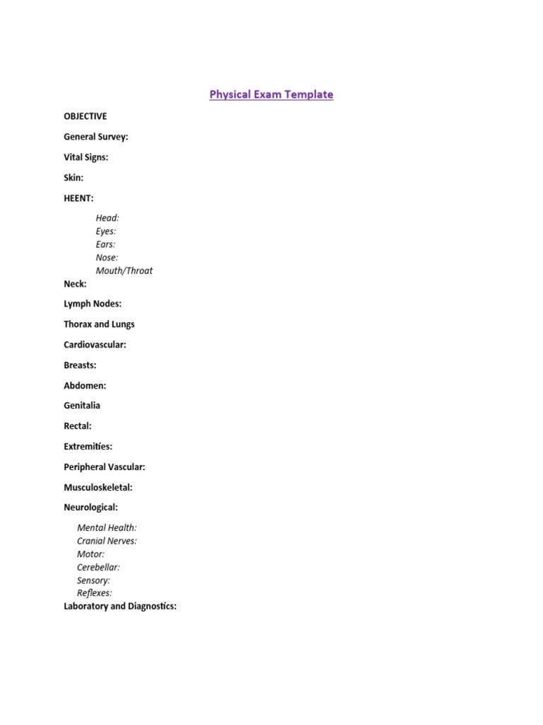Physical Exam Template | PDF