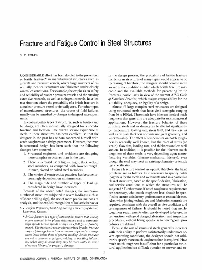 Steel Fracture and Fatigue Control | PDF | Fracture Mechanics | Fracture