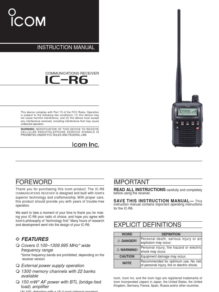 IC-R6 Instructionmanual PDF | Download Free PDF | Rechargeable Battery ...