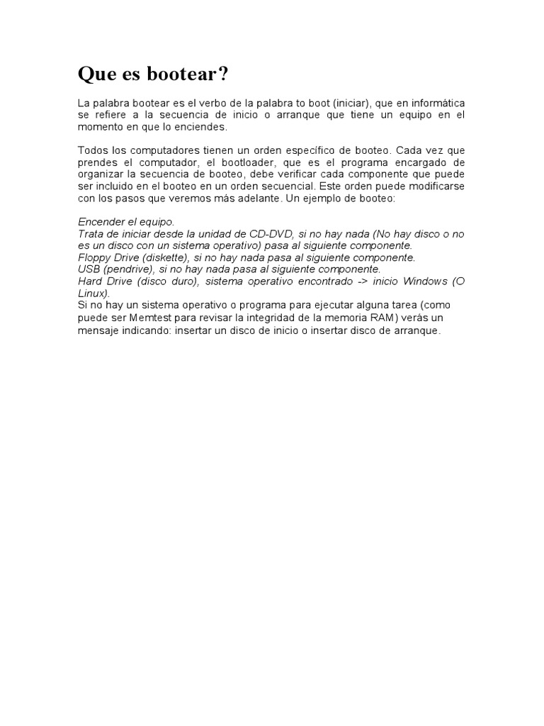 ¿Qué es bootear en informática? | PDF