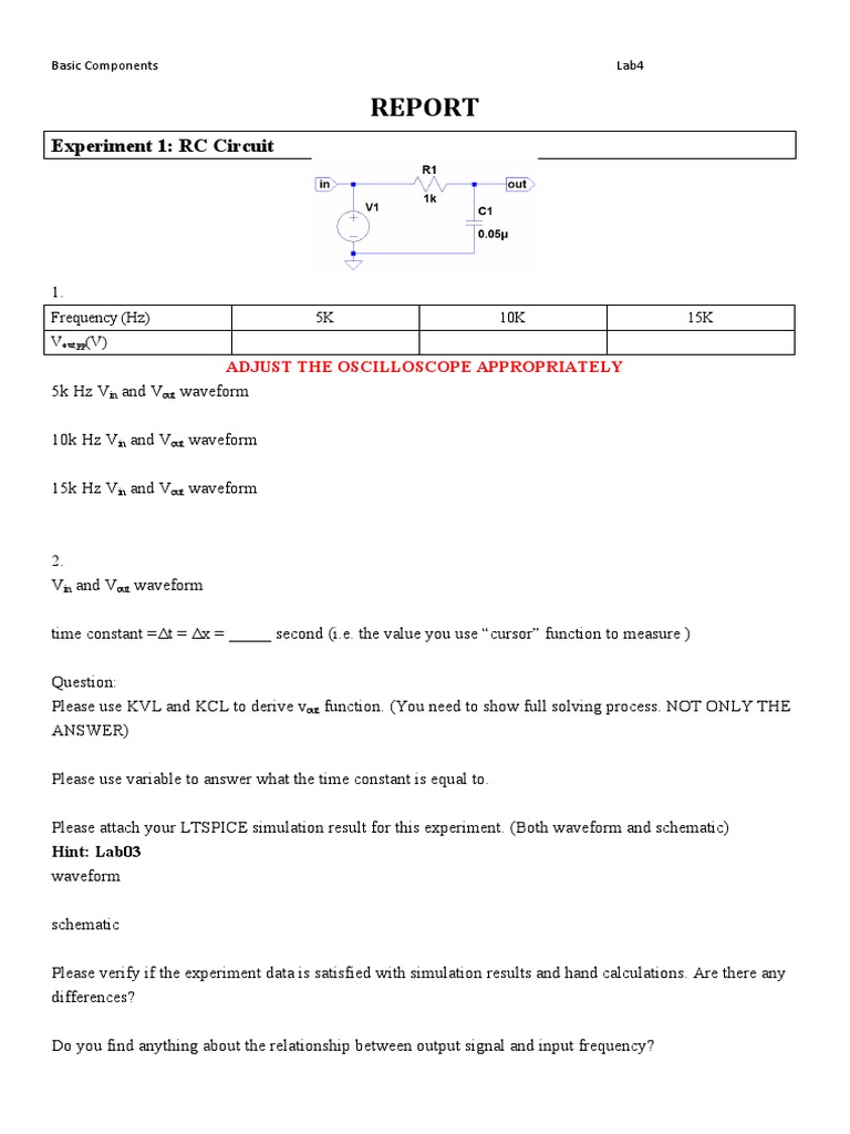 RC and RL Circuits Lab Report | PDF | Electrical Circuits | Electronic ...