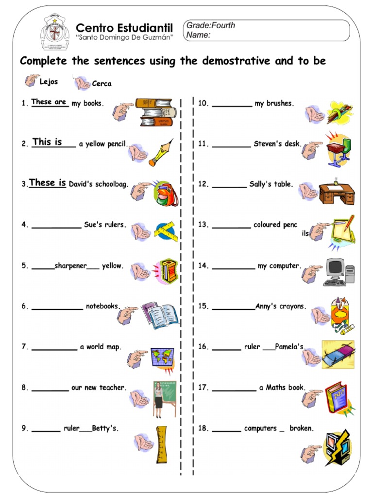 Demostrative Worksheet | PDF