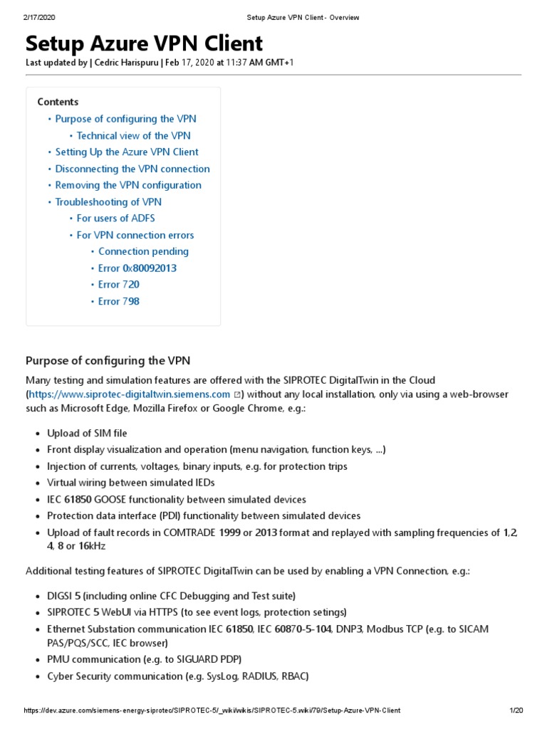 1 Setup Azure VPN Client | PDF | Virtual Private Network | Microsoft Azure