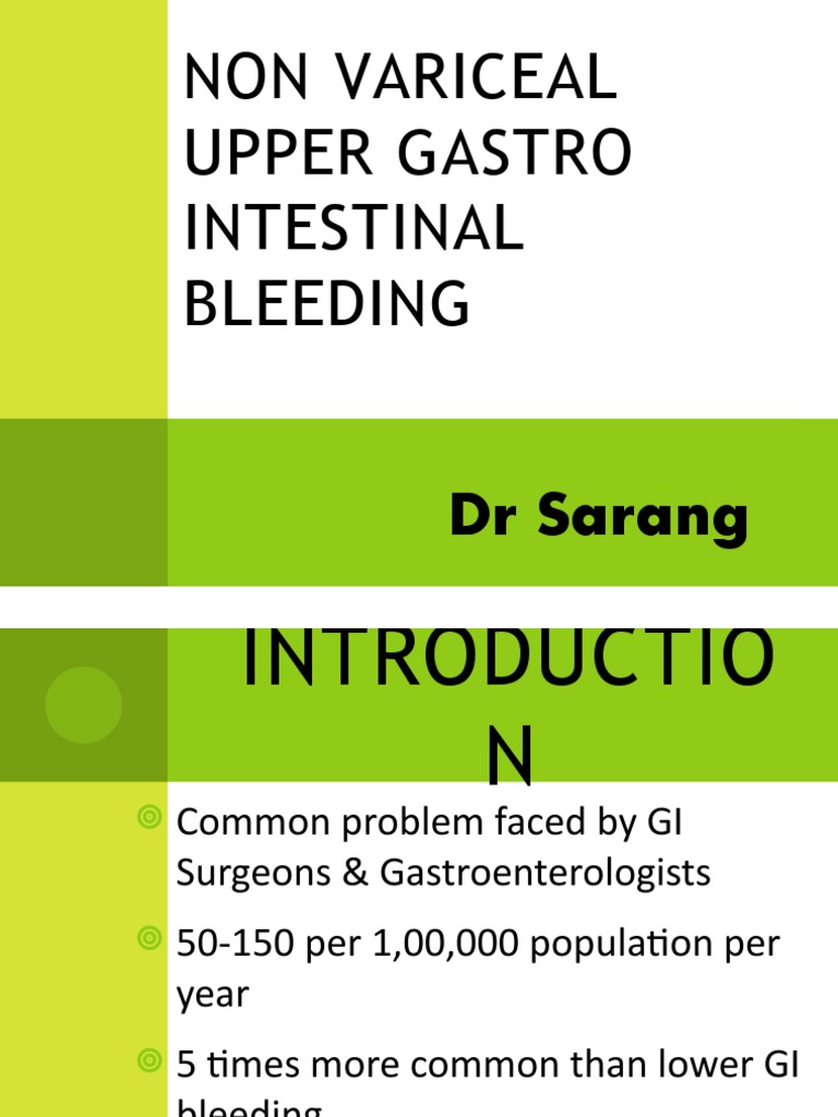Non Variceal Upper Gastro Intestinal Bleeding | PDF | Gastroenterology ...